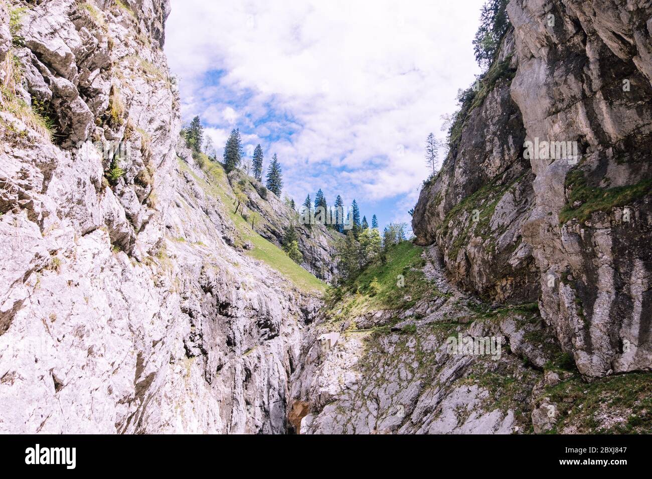 Hiking in the Hell Gorge below the Zugspitze in Germany Stock Photo - Alamy