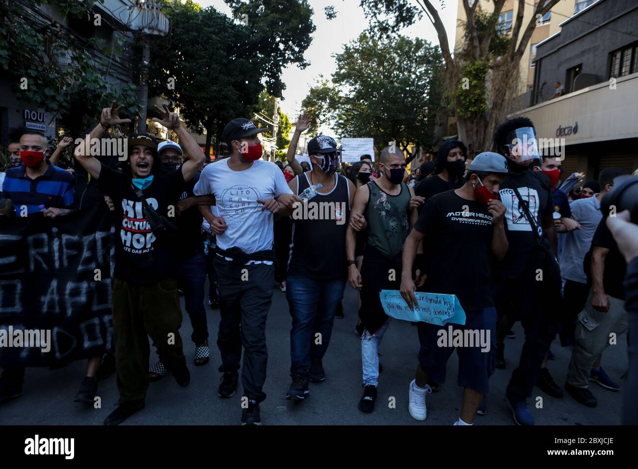 Sao Paulo, Brazil. June 7, 2020: Thousands of left wing activists and ...