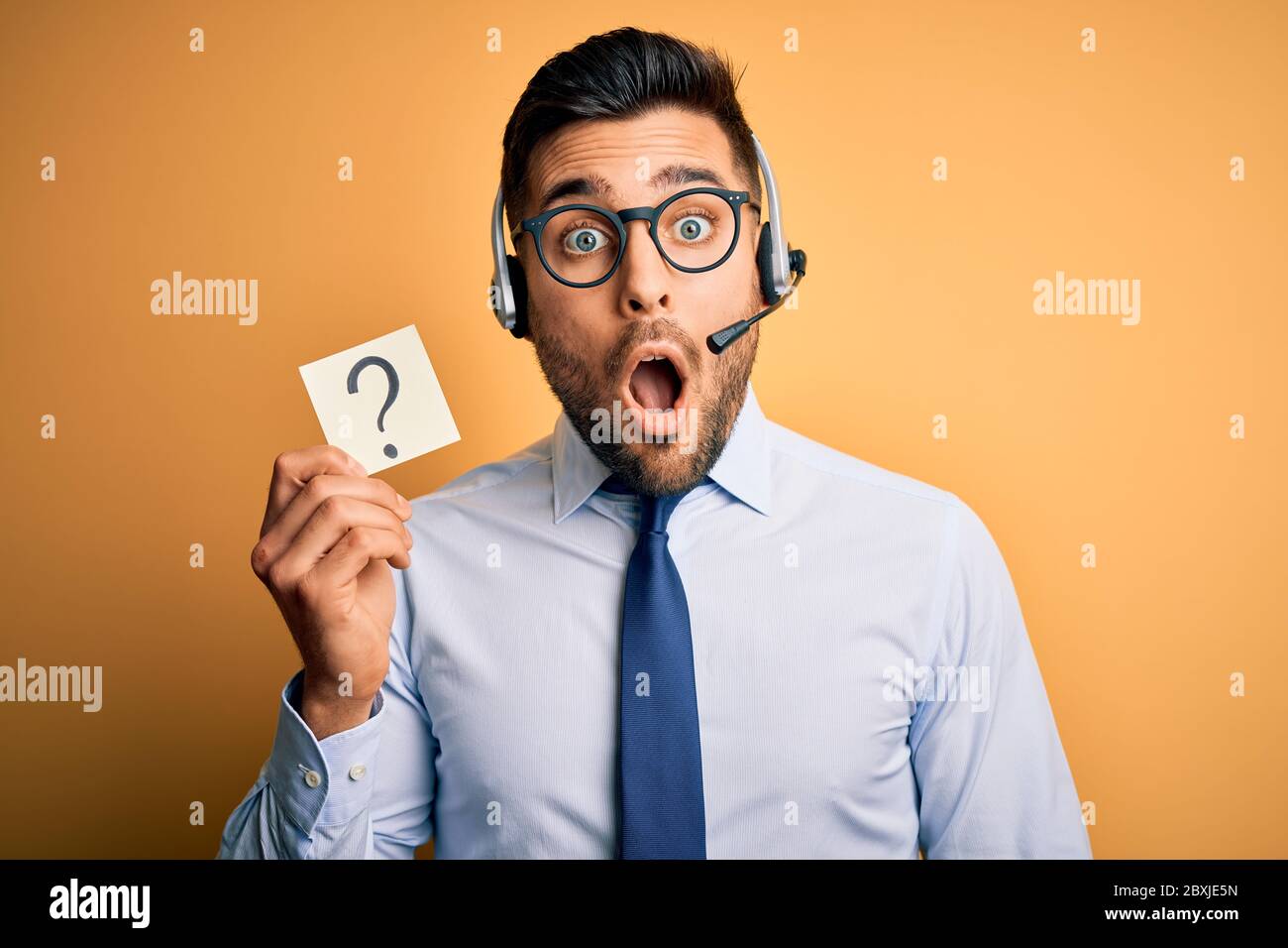 Business operator man with customer service headset from call center ...