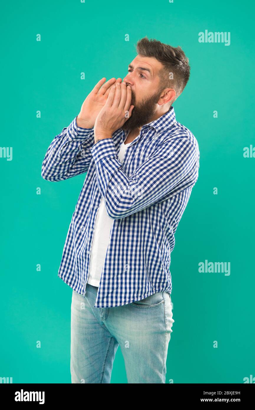 Shout on them. Man shouting. Art of negotiations. Man try to persuade ...