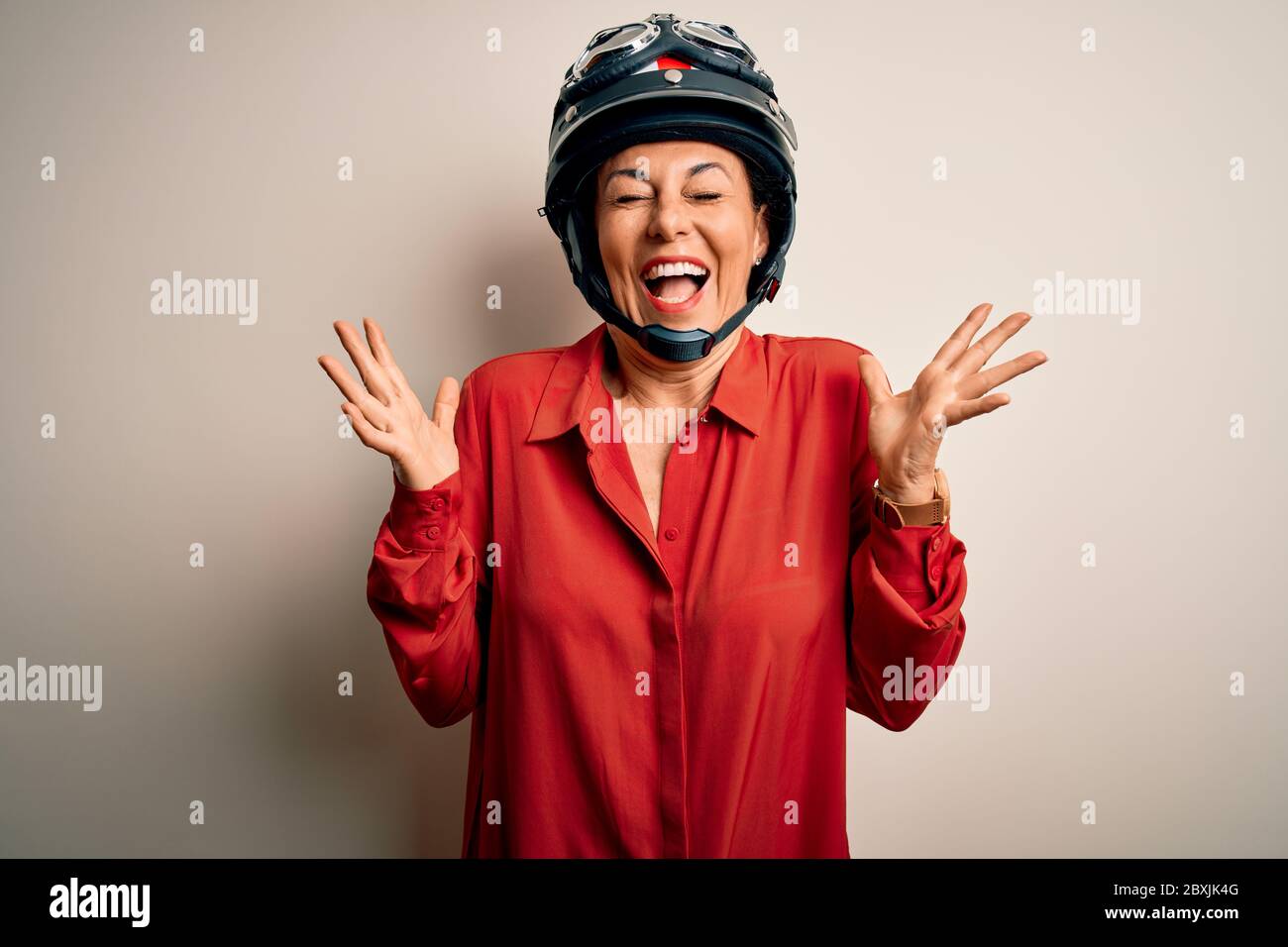 Old woman wearing helmet isolated hi-res stock photography and images ...