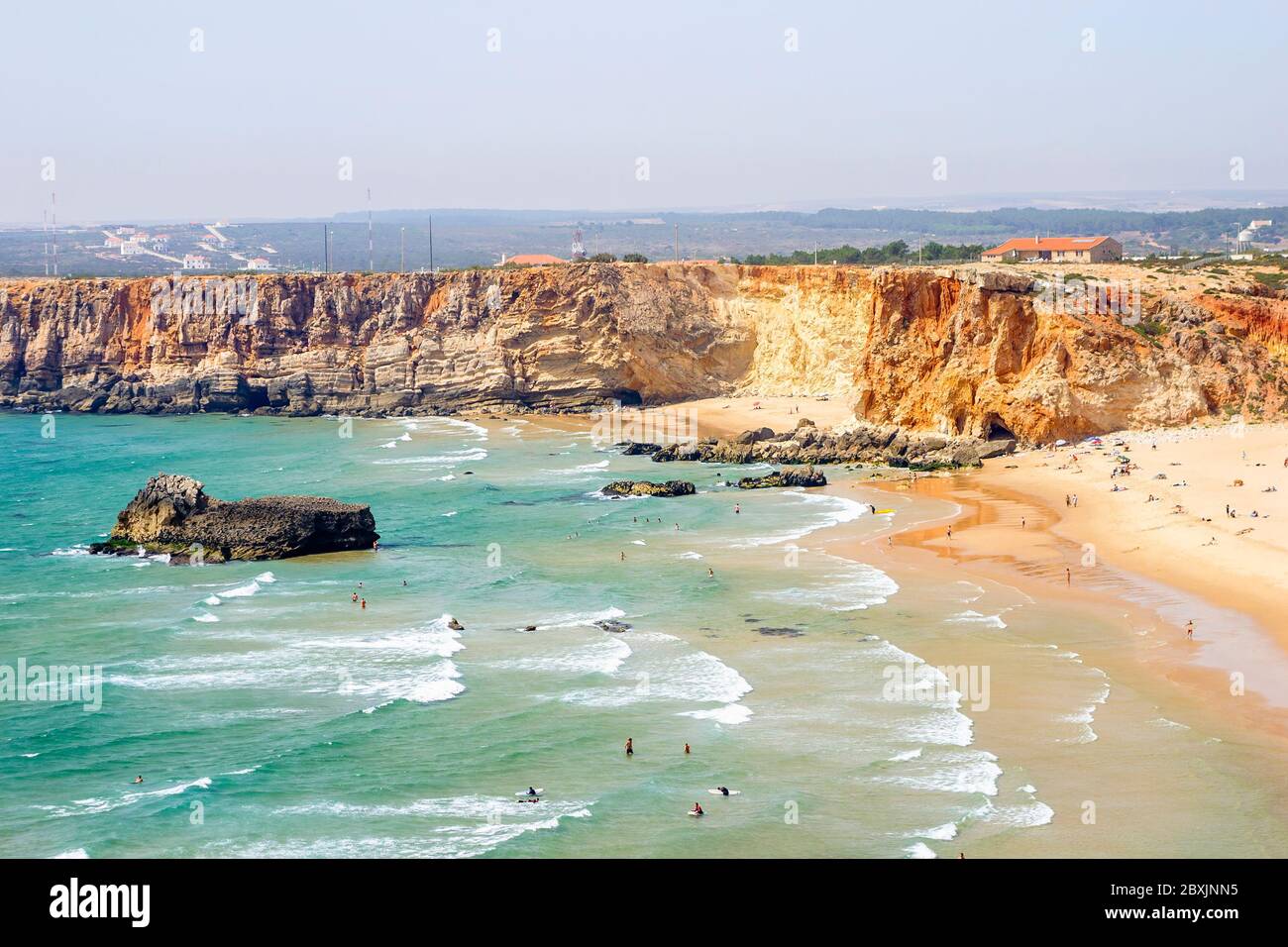 The beach, shoreline and cliffs at Praia do Tonel, Sagres near Cape St ...