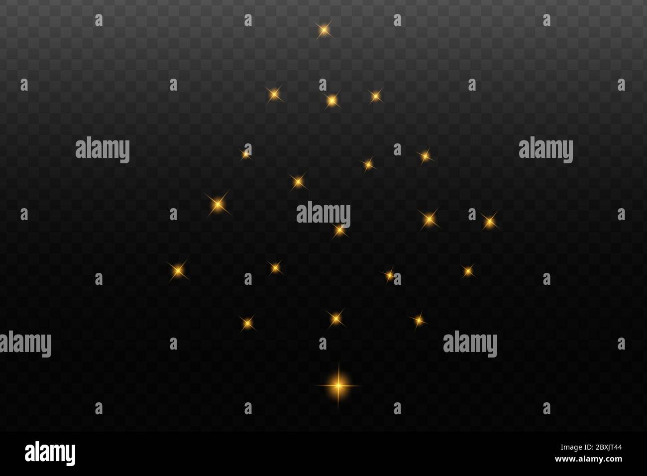 Glow isolated yellow light effect set, lens flare, explosion, glitter ...