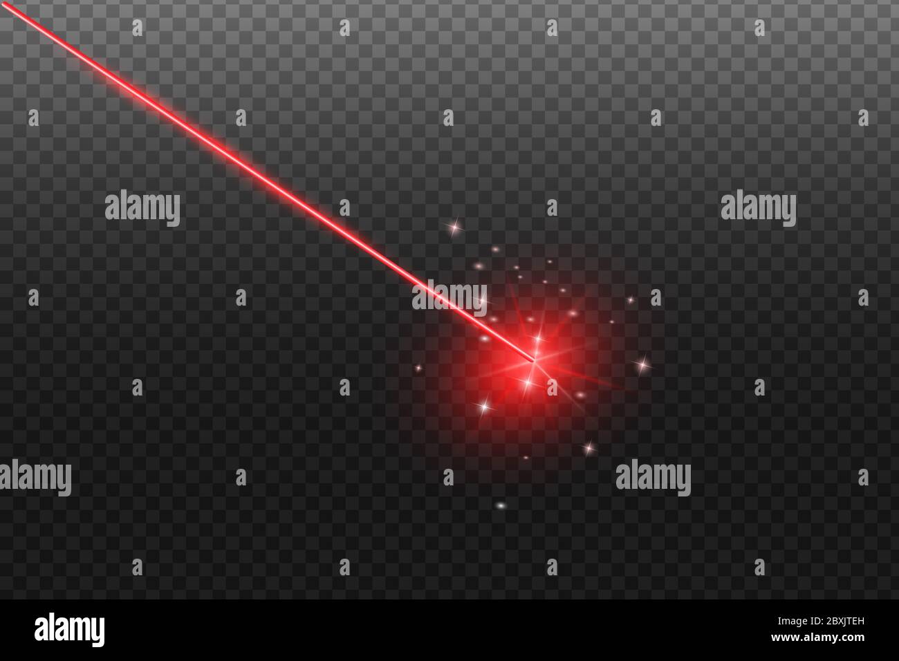 Laser security beam isolated on dark background. Magic red shine light ...