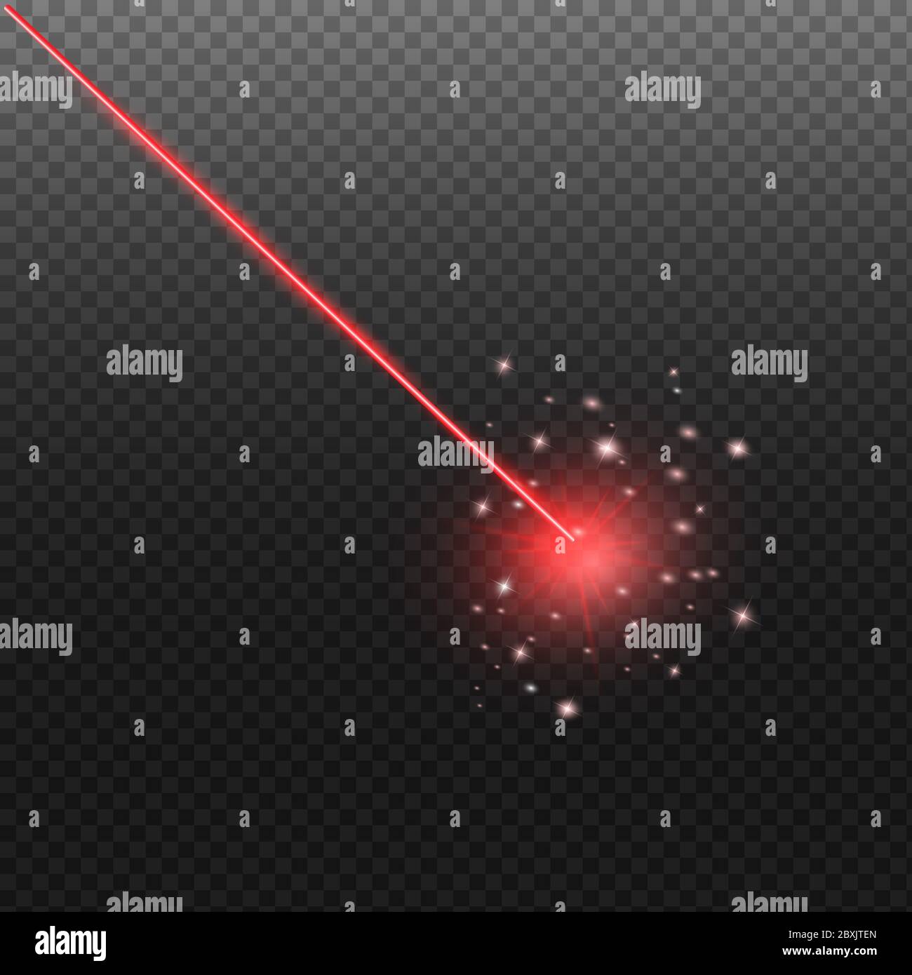 Laser security beam isolated on dark background. Magic red shine light ...