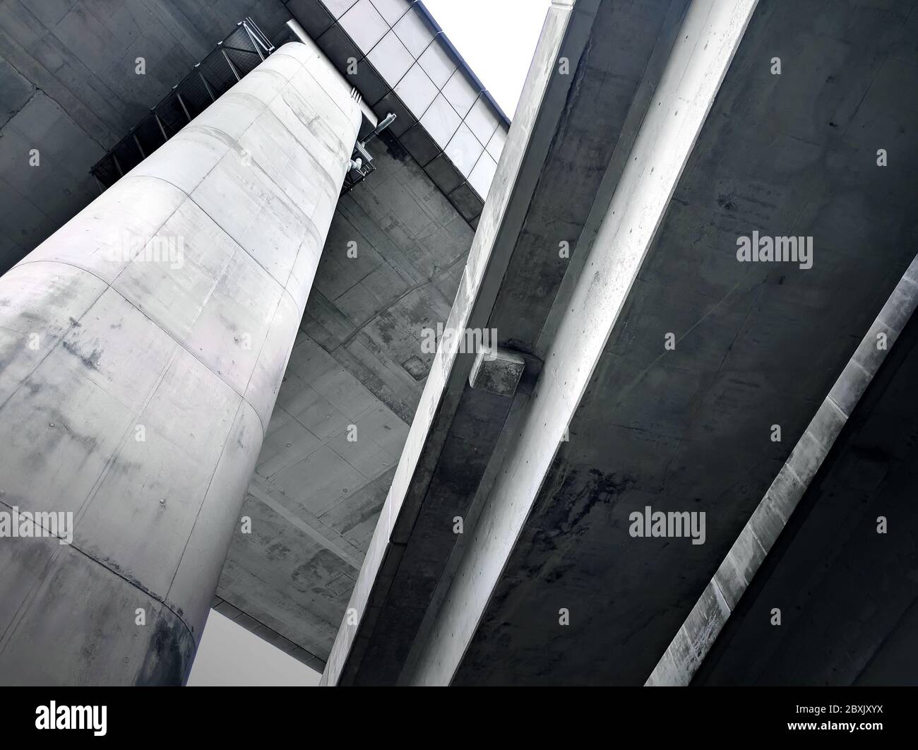 Underside View of Intersecting Concrete Bridges with Defined Geometry ...