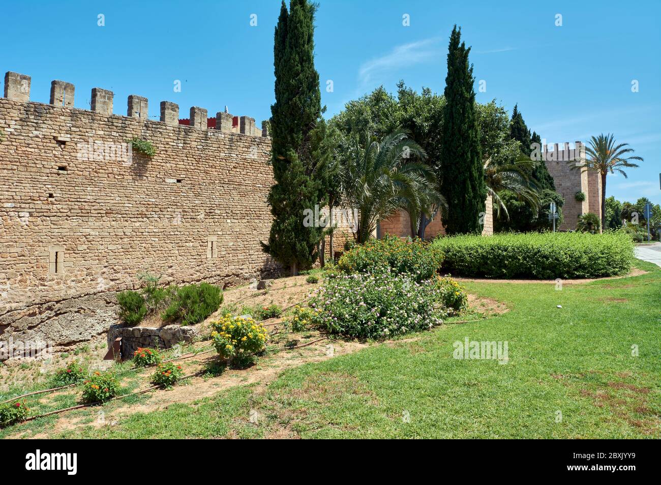 Fortification in Alcudia, roman castle wall Mallorca island in Balearic ...