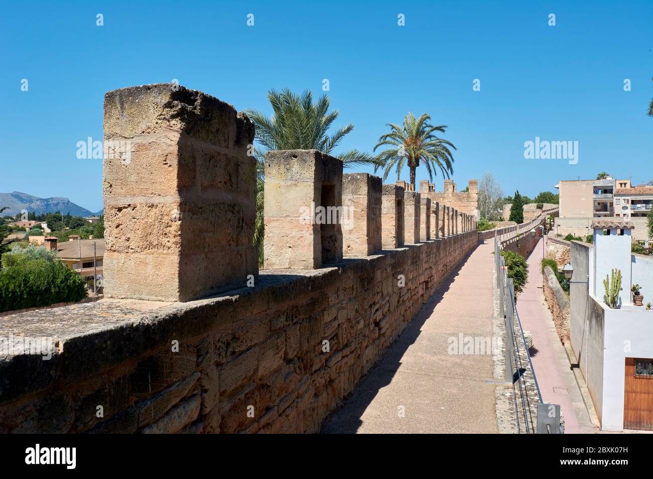Fortification in Alcudia, roman castle wall Mallorca island in Balearic ...