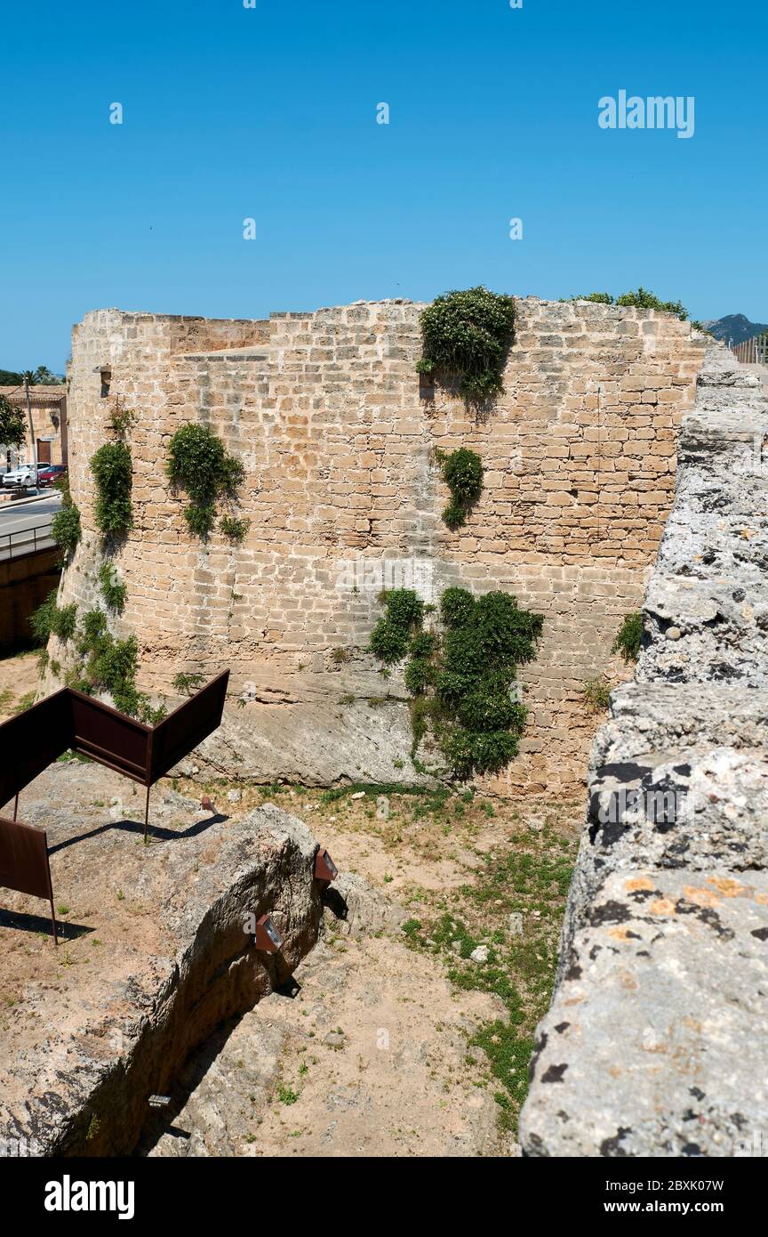 Fortification in Alcudia, roman castle wall Mallorca island in Balearic ...