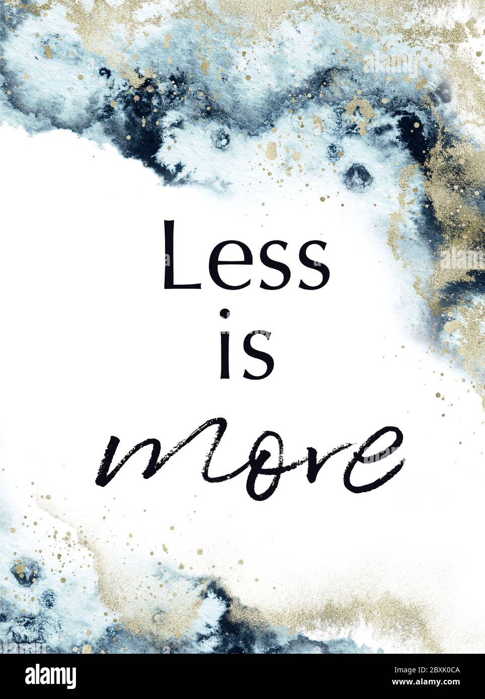 Abstract background, Quote - Less is more with blue marble, fake stone ...