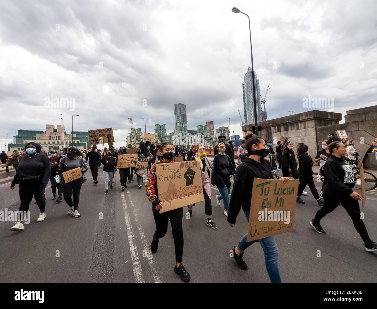 London. UK. June the 7th 2020. BLM protesters marching in Vauxhall ...