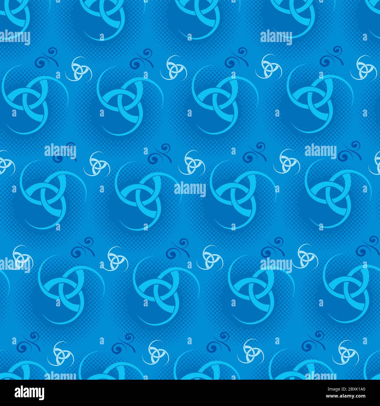 Triskel Arabesque, Celtic Symbol Circle Pattern in Blue Tones Stock ...