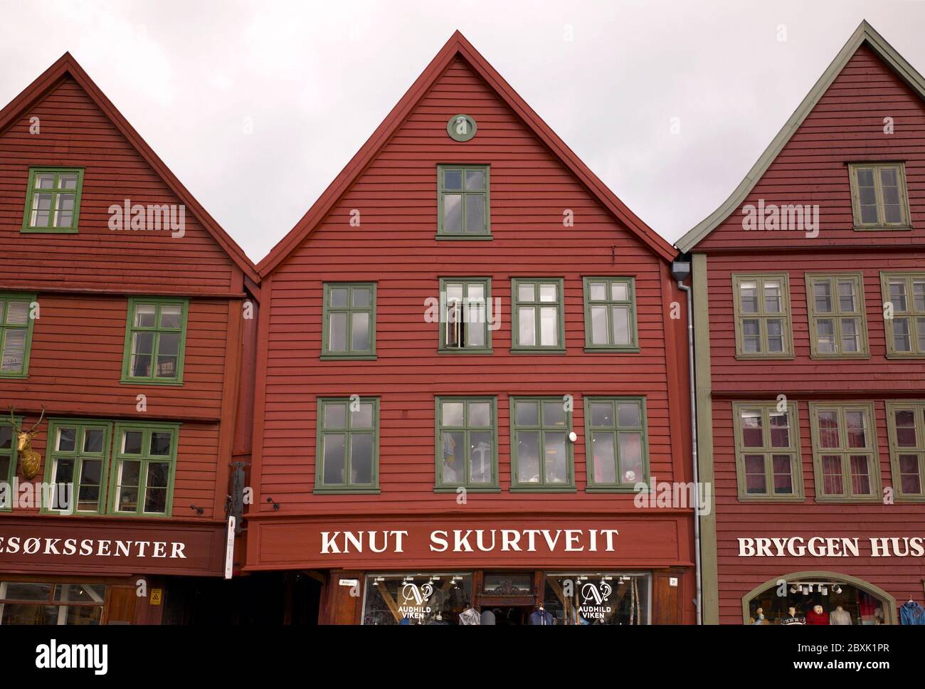 Colour photograph of historic Hanseatic League merchant warehouses ...