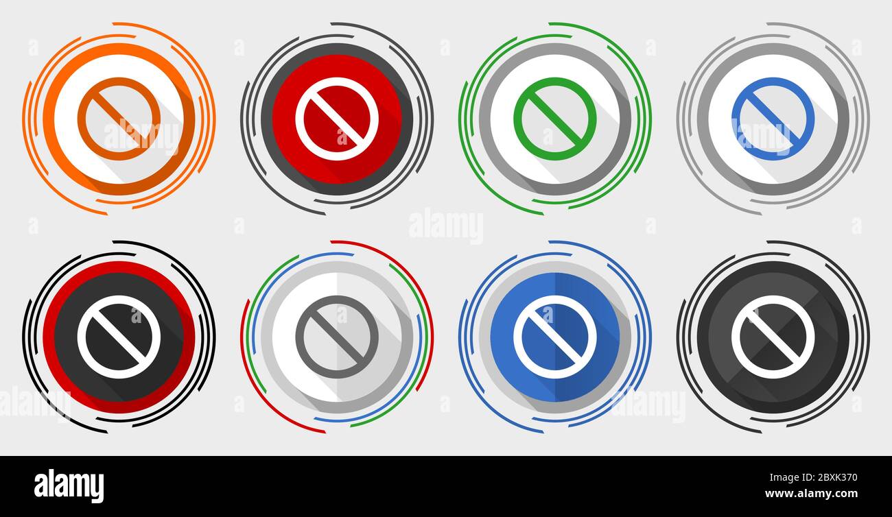 Access denied vector icon set, modern design flat graphic in 8 options ...