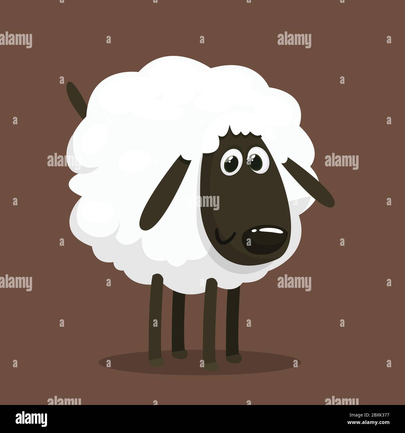Cute cartoon sheep mascot character. Vector illustration of fluffy ...