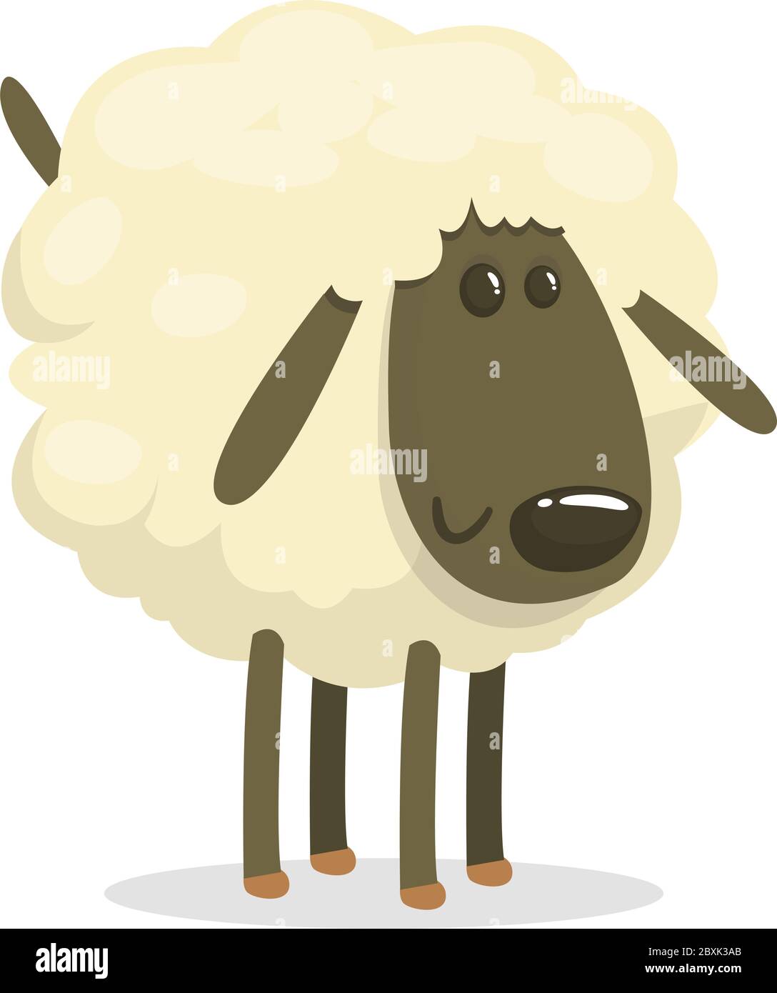 Sweet funny cartoon sheep kids character. Vector illustration on white ...