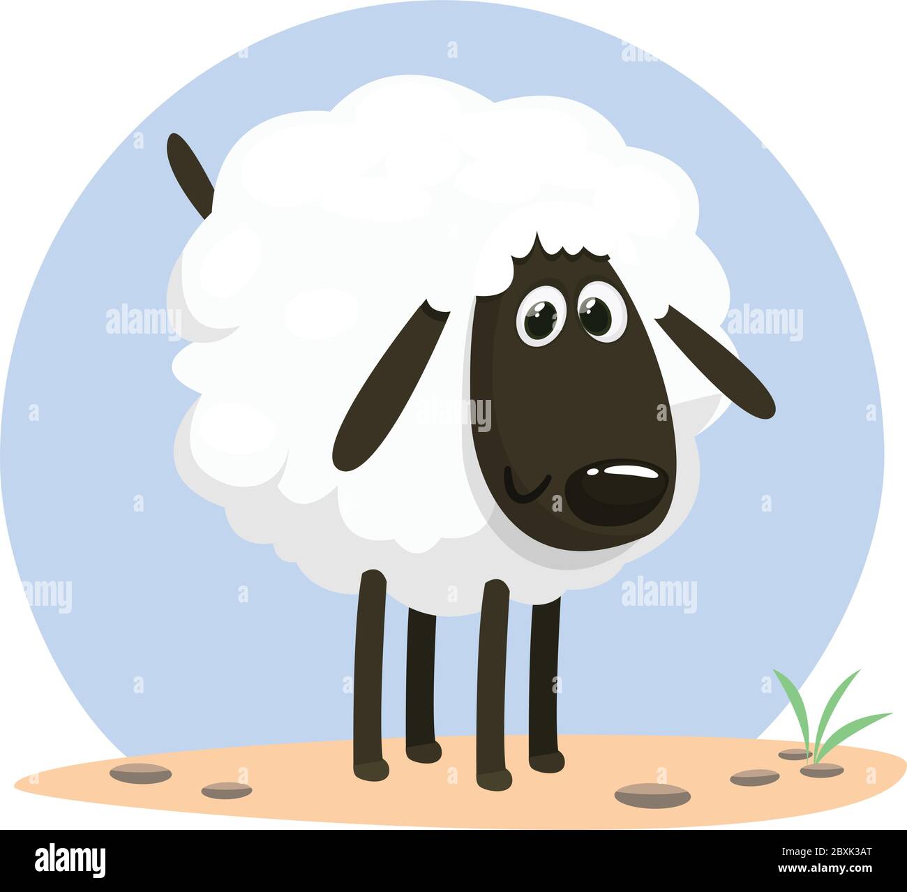 White Sheep Cartoon Mascot Character Standing. Vector Illustration ...