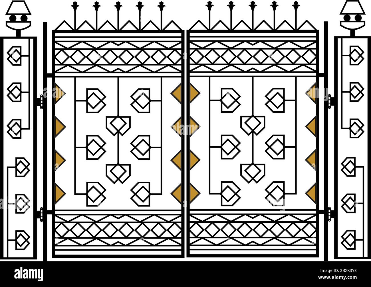 Wrought Iron Gate Pillar Vector Illustration Stock Vector Image & Art ...