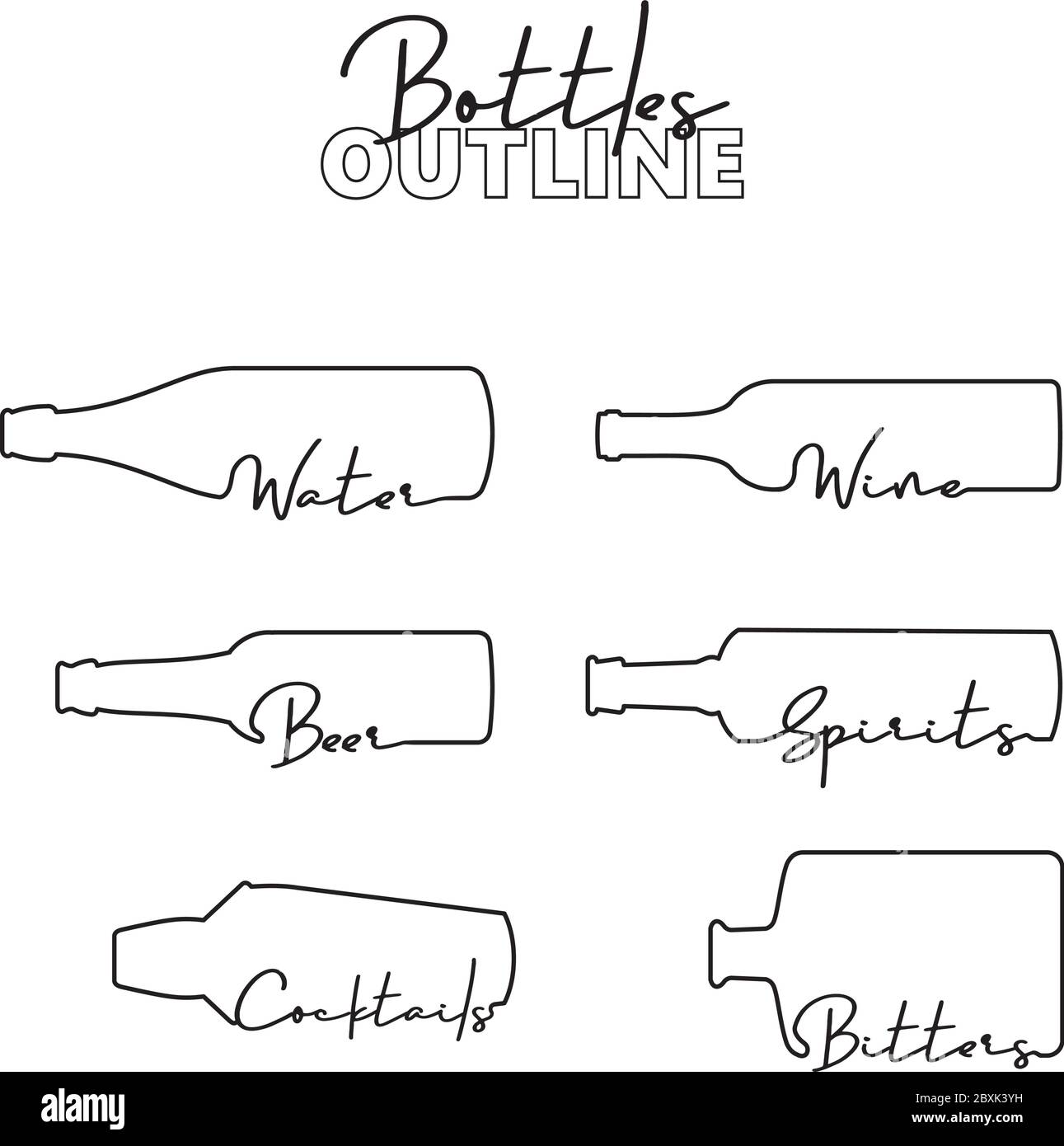 Bottles shape with drink name Stock Vector Image & Art - Alamy