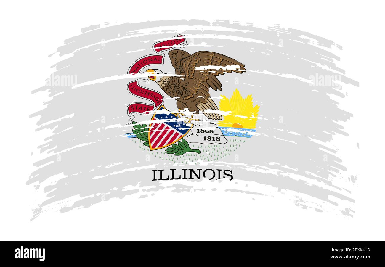 Illinois US flag in grunge brush stroke, vector image Stock Vector ...