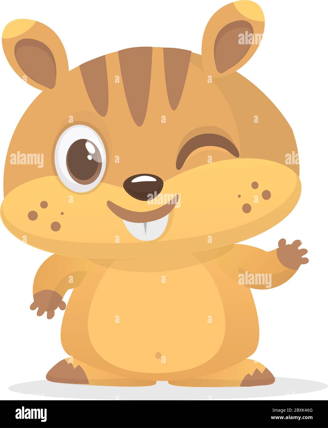 Cartoon funny marmot waving with smile and blink. Vector illustration ...