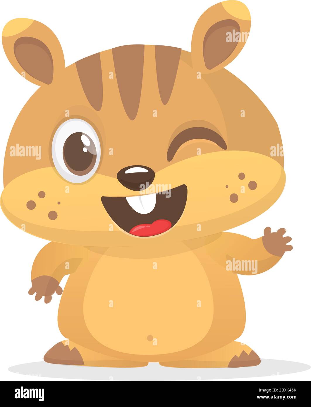 Cute cartoon brown marmot talking and pointing. Groundhog Day isolated ...