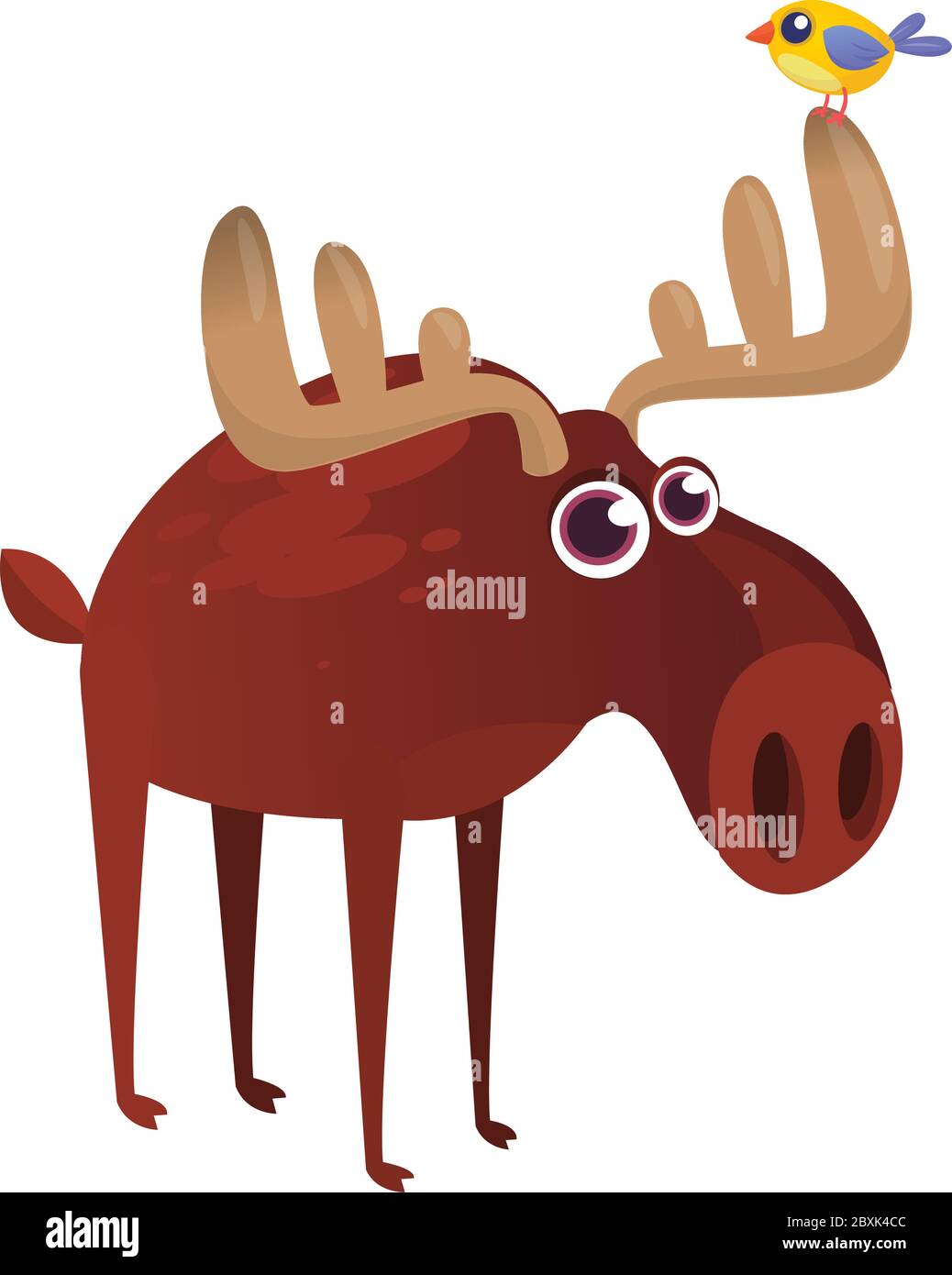 Happy cartoon moose character. Vector moose illustration isolated Stock ...