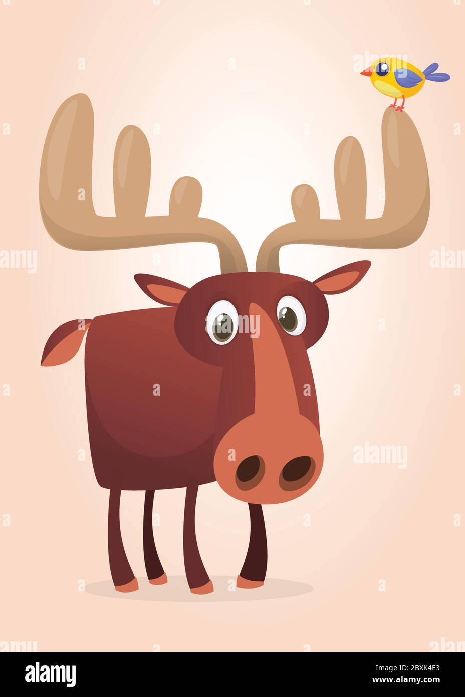 Happy cartoon moose character. Vector moose illustration isolated Stock ...