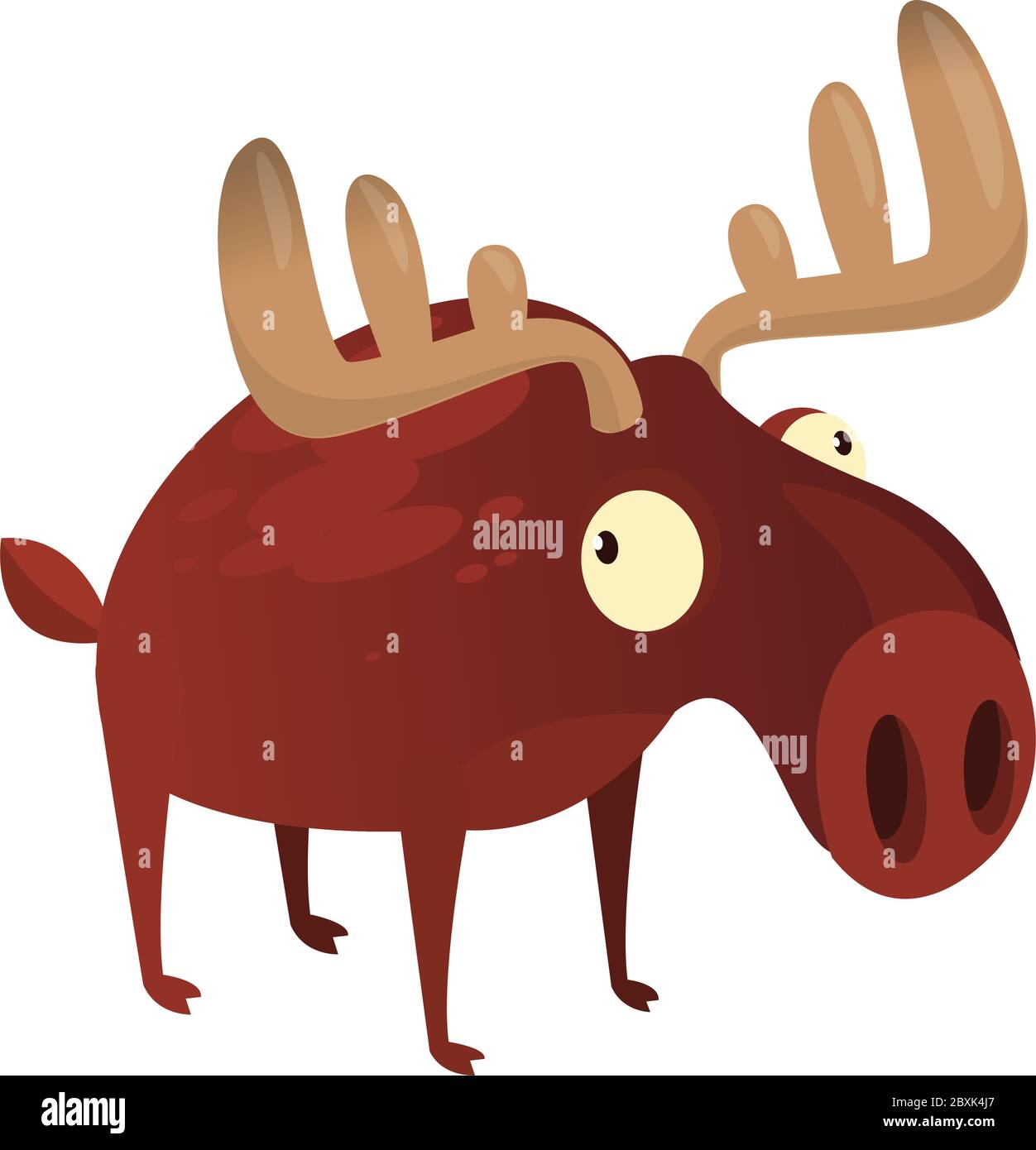 Happy cartoon moose character. Vector moose illustration isolated Stock ...