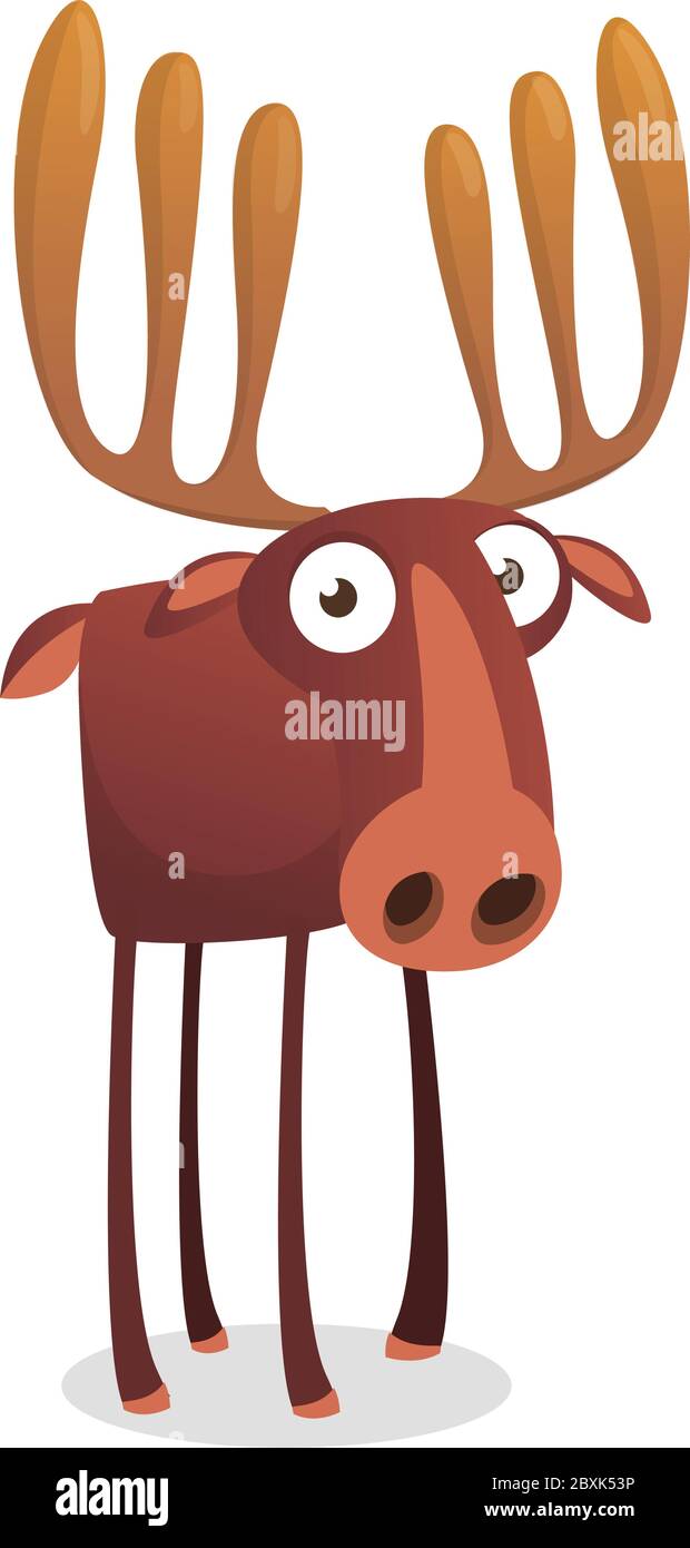 Happy cartoon moose character. Vector moose illustration isolated Stock ...