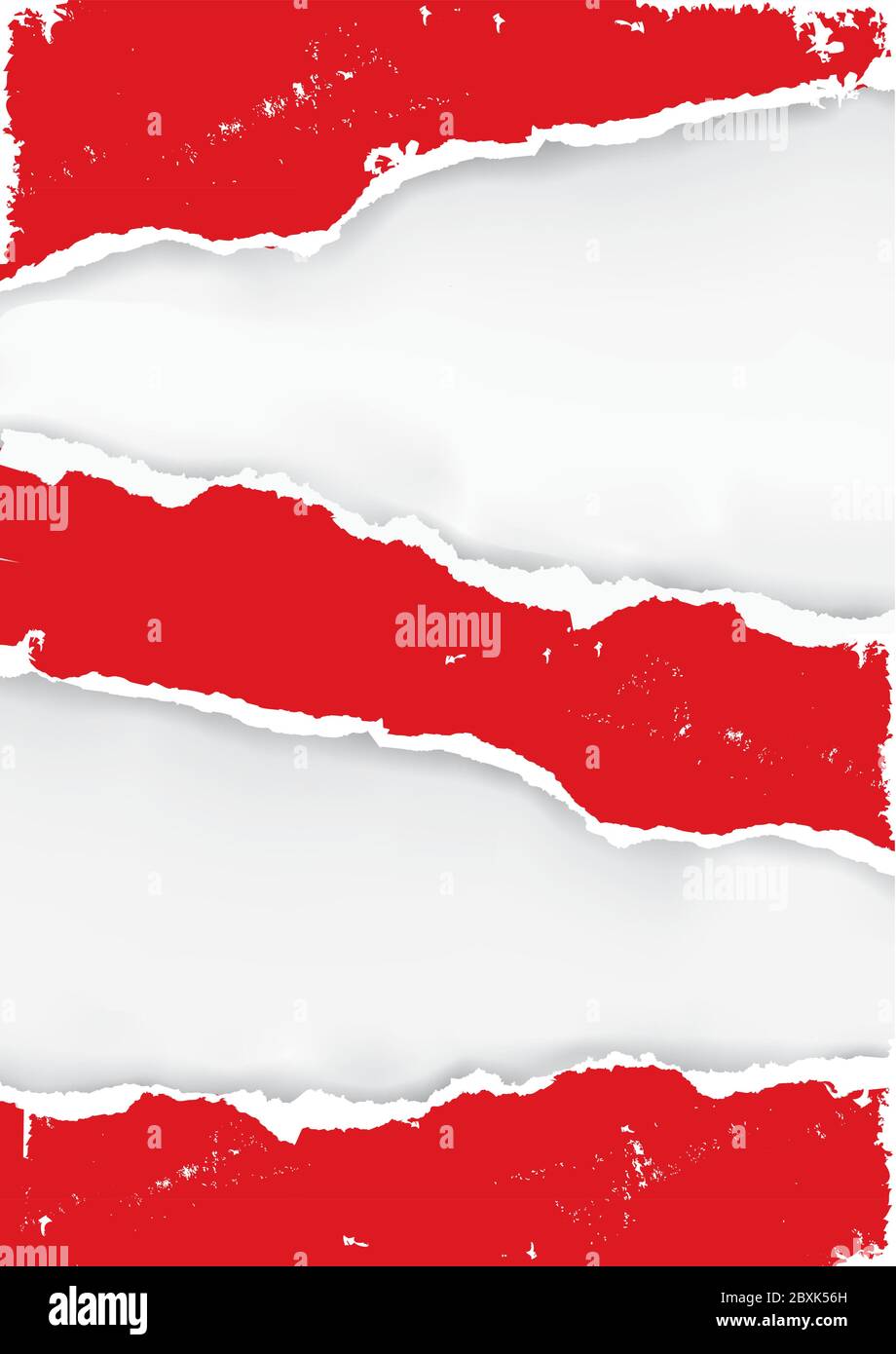Red ripped paper. Illustration of red torn paper with two places for your image or text. Vector ...