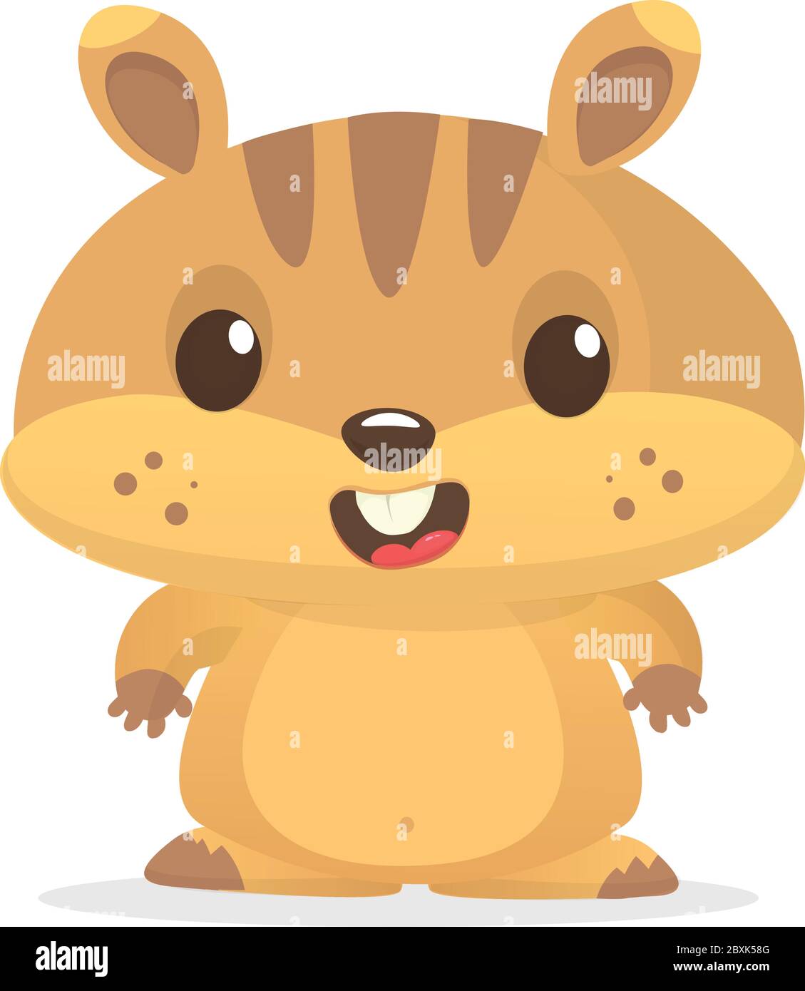 Vector Happy Groundhog day card with cute brown groundhog or marmot or ...