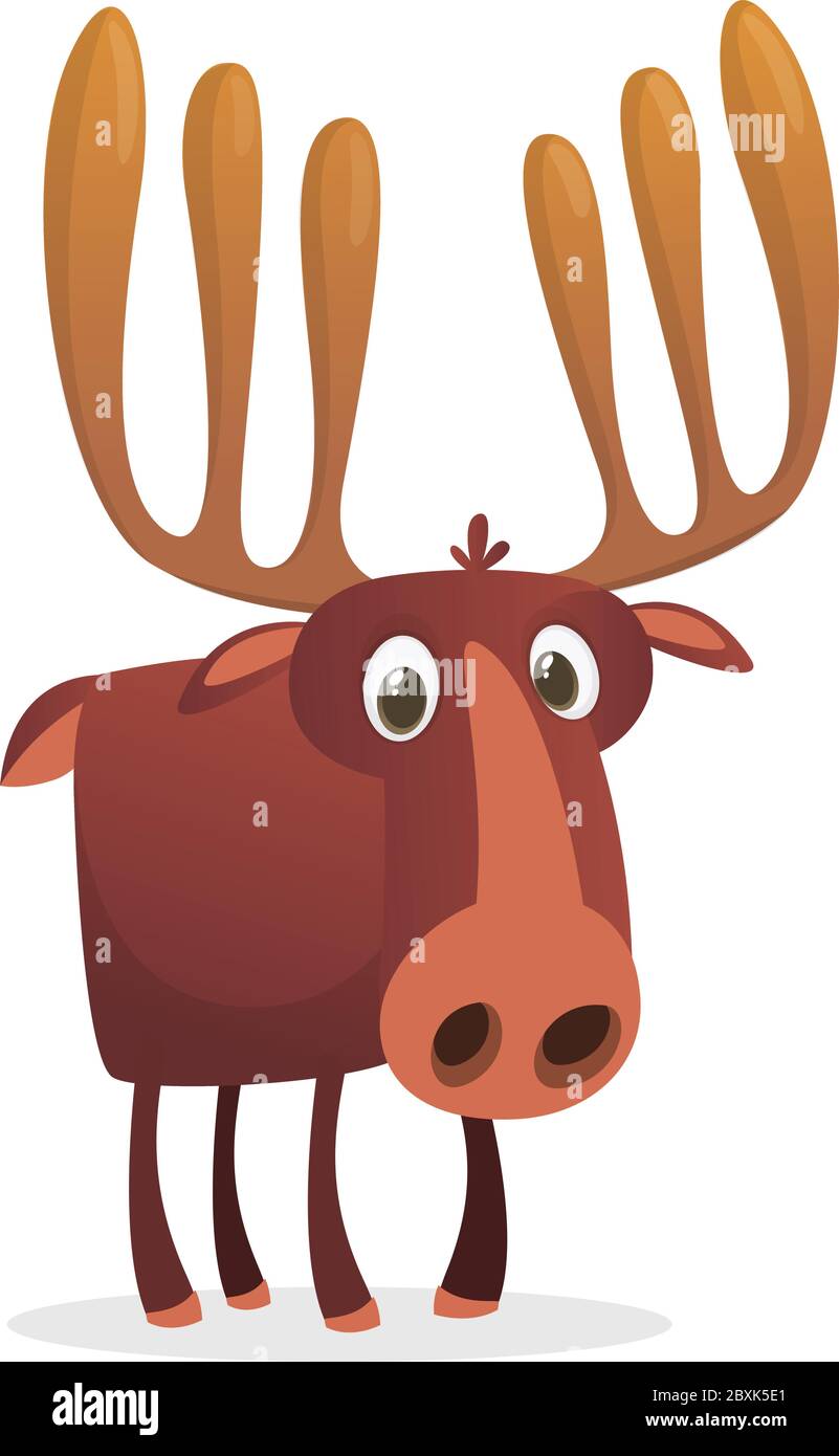 Happy cartoon moose character. Vector moose illustration isolated Stock ...