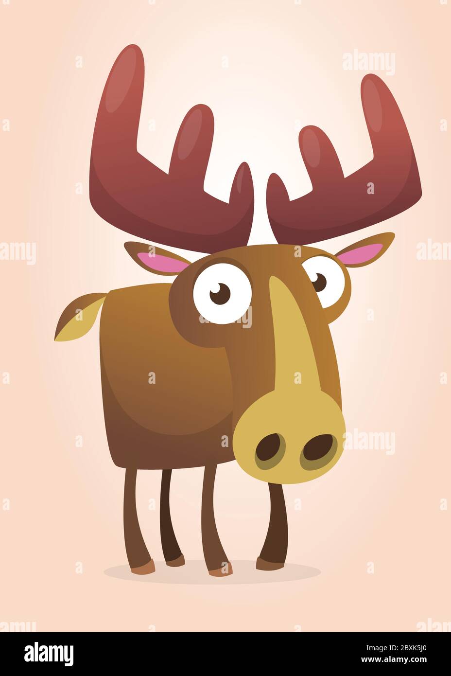 Happy cartoon moose character. Vector moose illustration isolated Stock ...