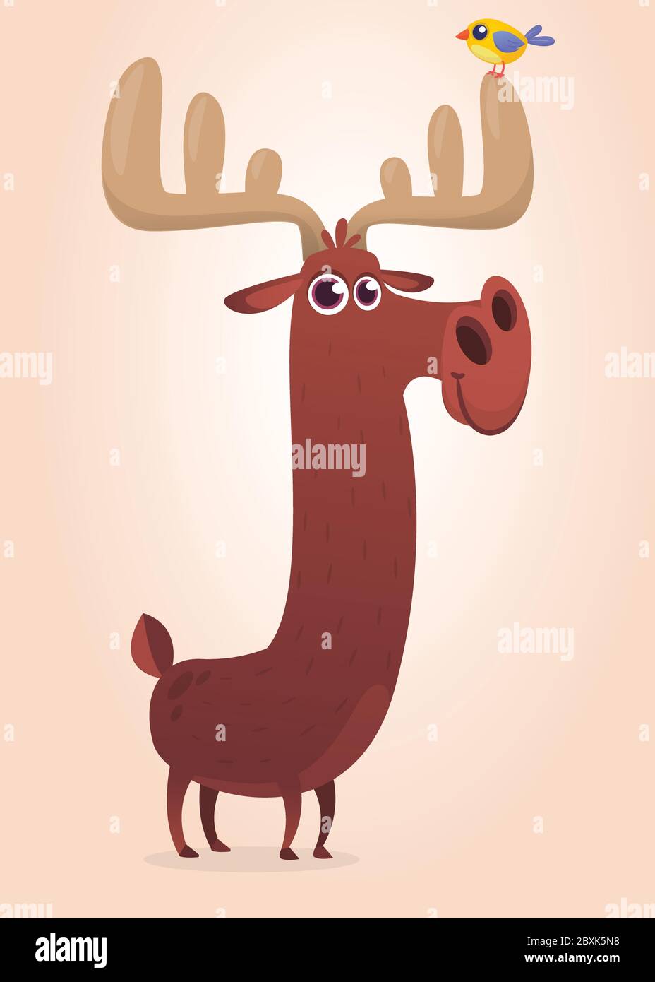 Happy cartoon moose character. Vector moose illustration isolated Stock ...