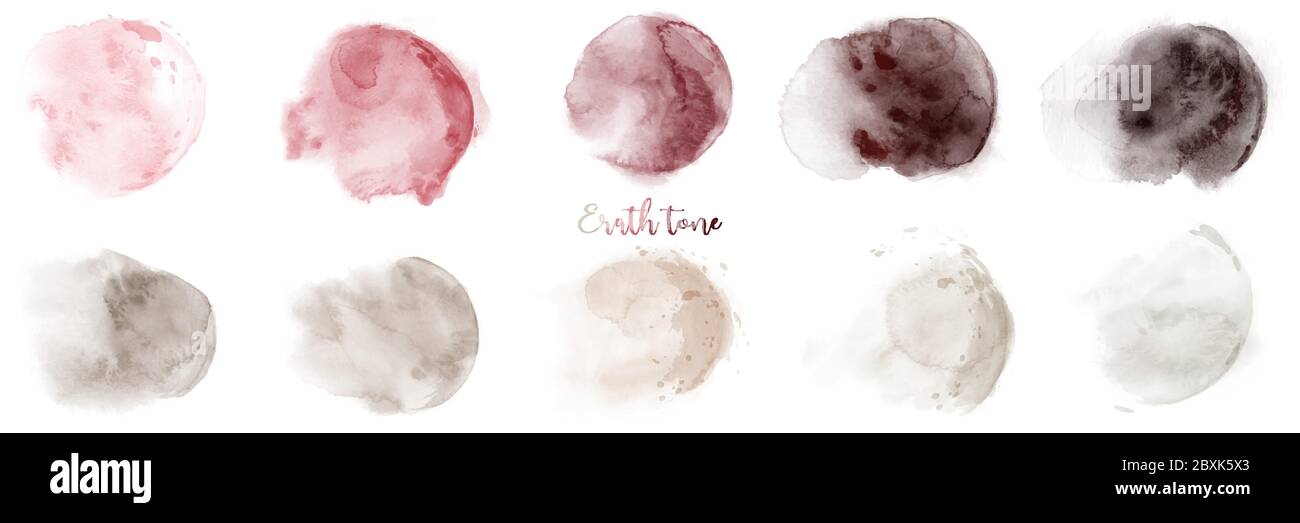 Hand painted earth tone watercolor texture set. Stain artistic vector ...