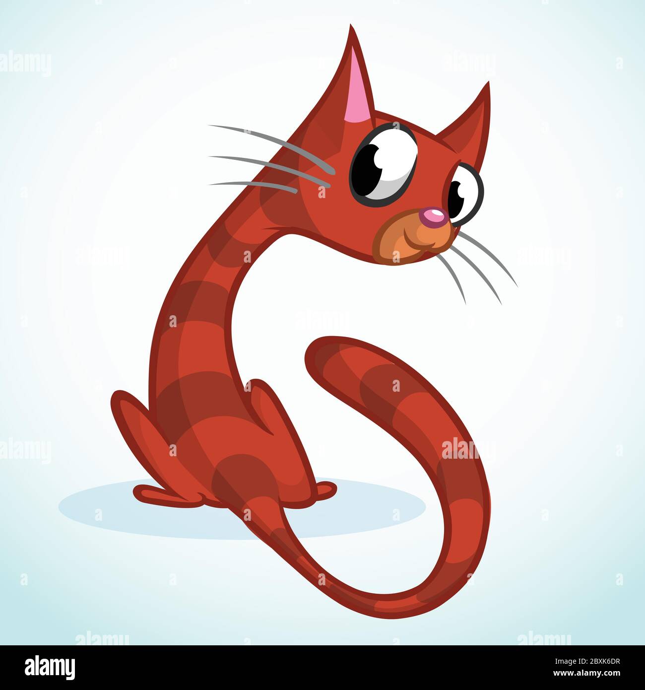 Cartoon vector drawing illustration of sitting red and striped tabby ...