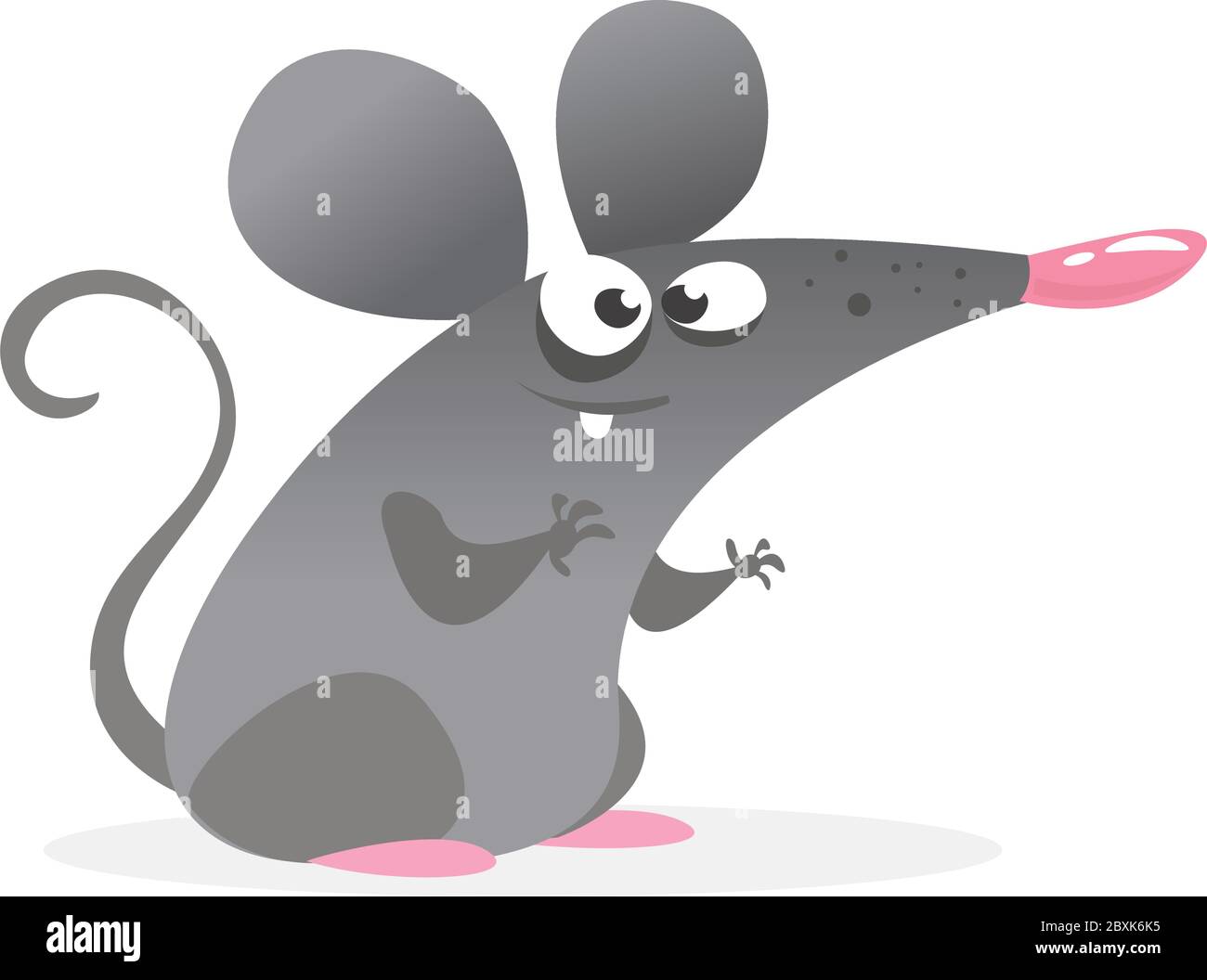Funny cartoon grey mouse character. Vector illustration isolated Stock ...