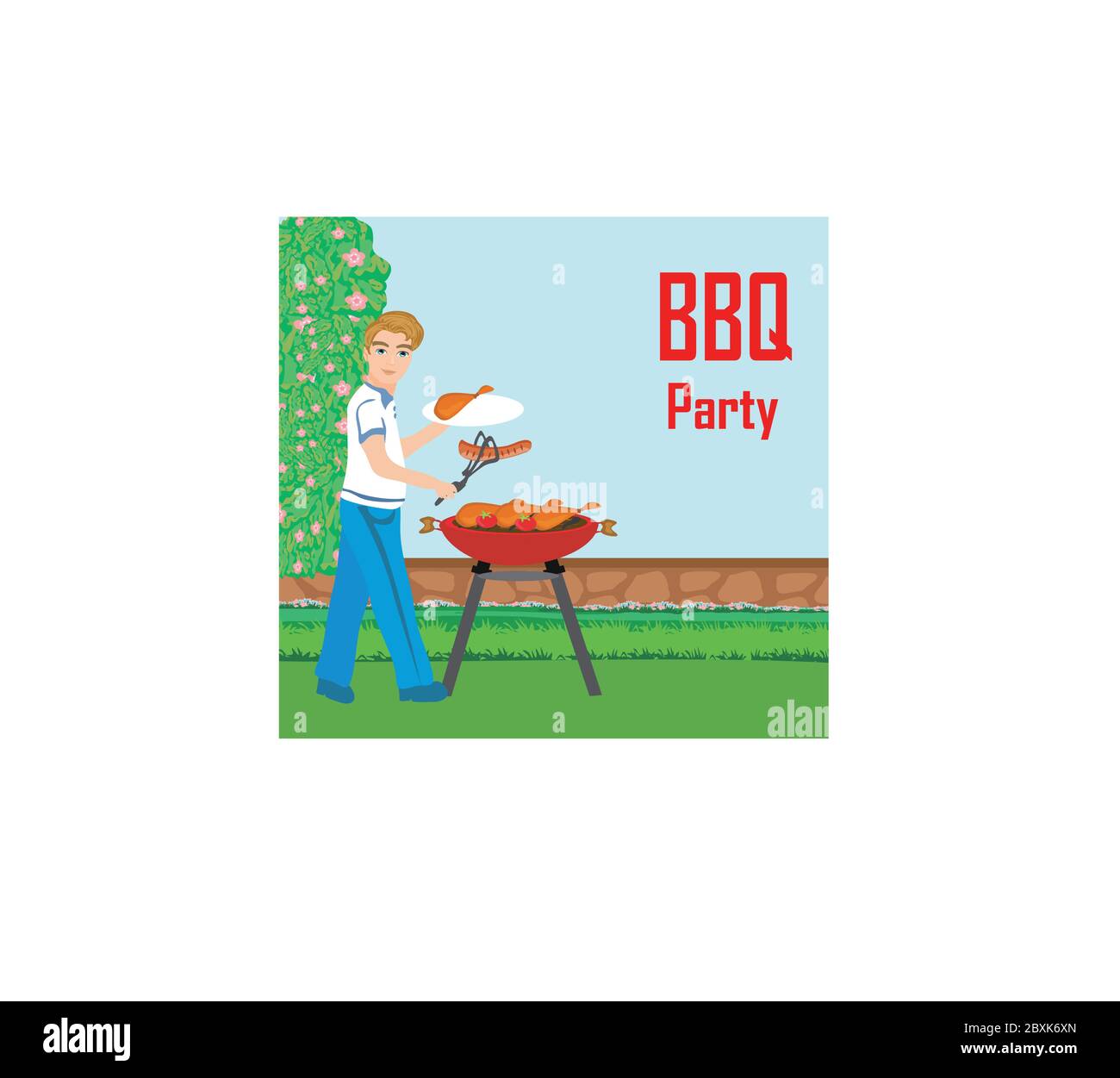 Illustration of backyard barbecue Stock Vector Image & Art - Alamy