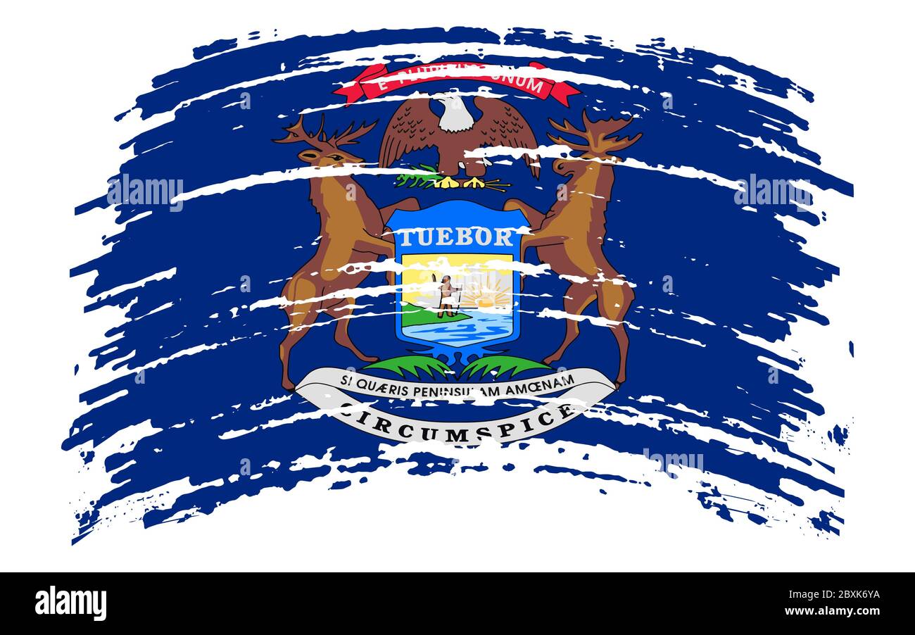 Michigan US flag in grunge brush stroke, vector image Stock Vector ...
