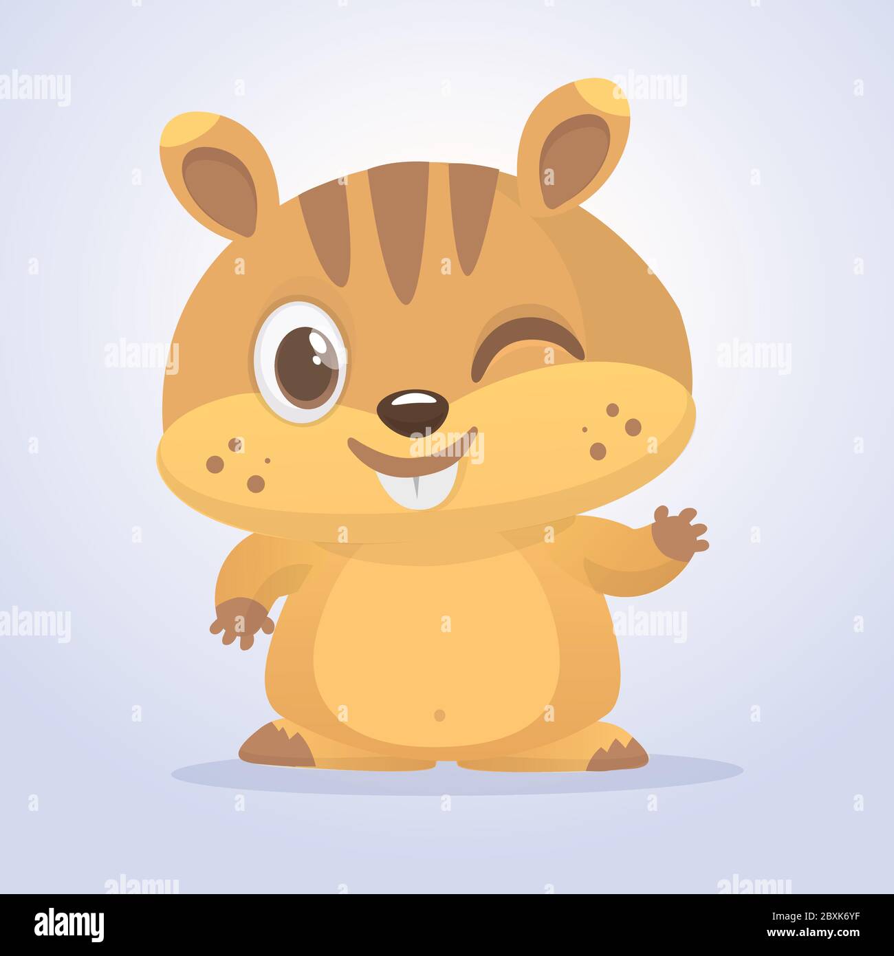 Cartoon funny marmot waving with smile and blink. Vector illustration ...