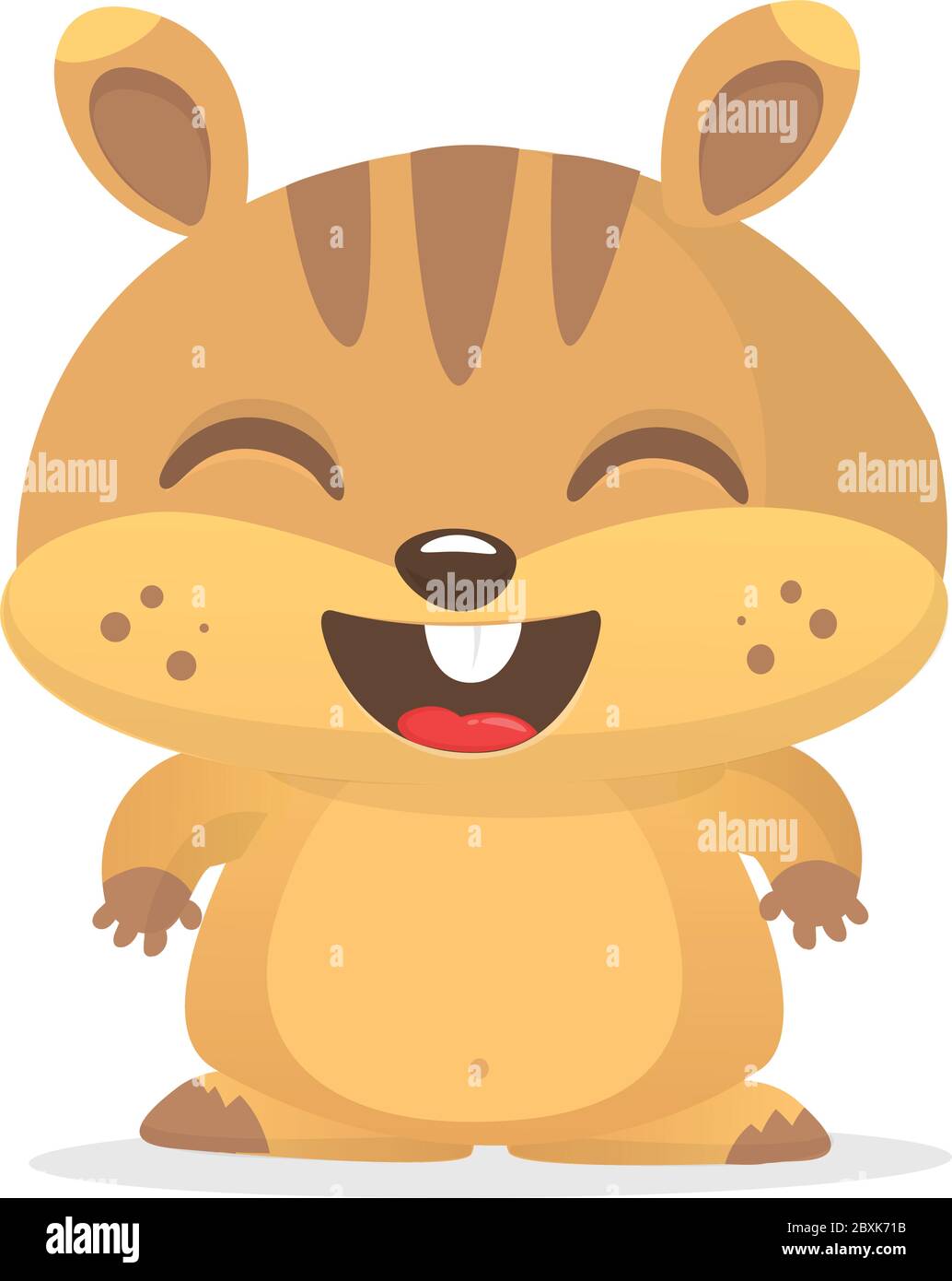 Cute cartoon brown marmot looking from hole in ground. Groundhog Day ...