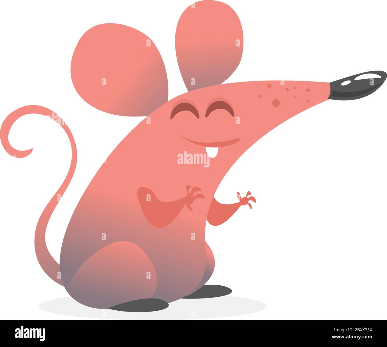 Happy cartoon pink mouse talking. Vector illustration isolated Stock ...