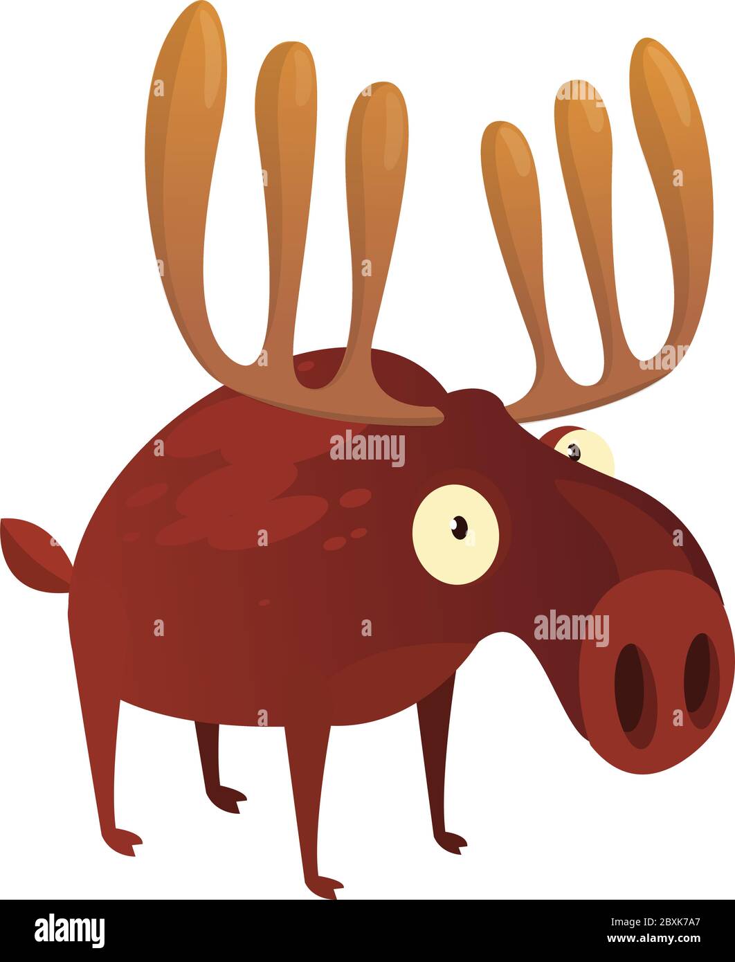 Happy cartoon moose character. Vector moose illustration isolated Stock ...