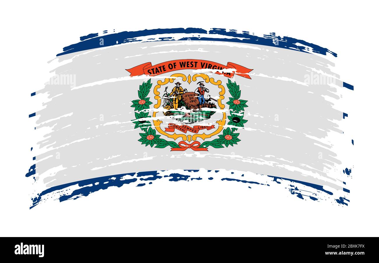 West Virginia flag in grunge brush stroke, vector Stock Vector Image ...