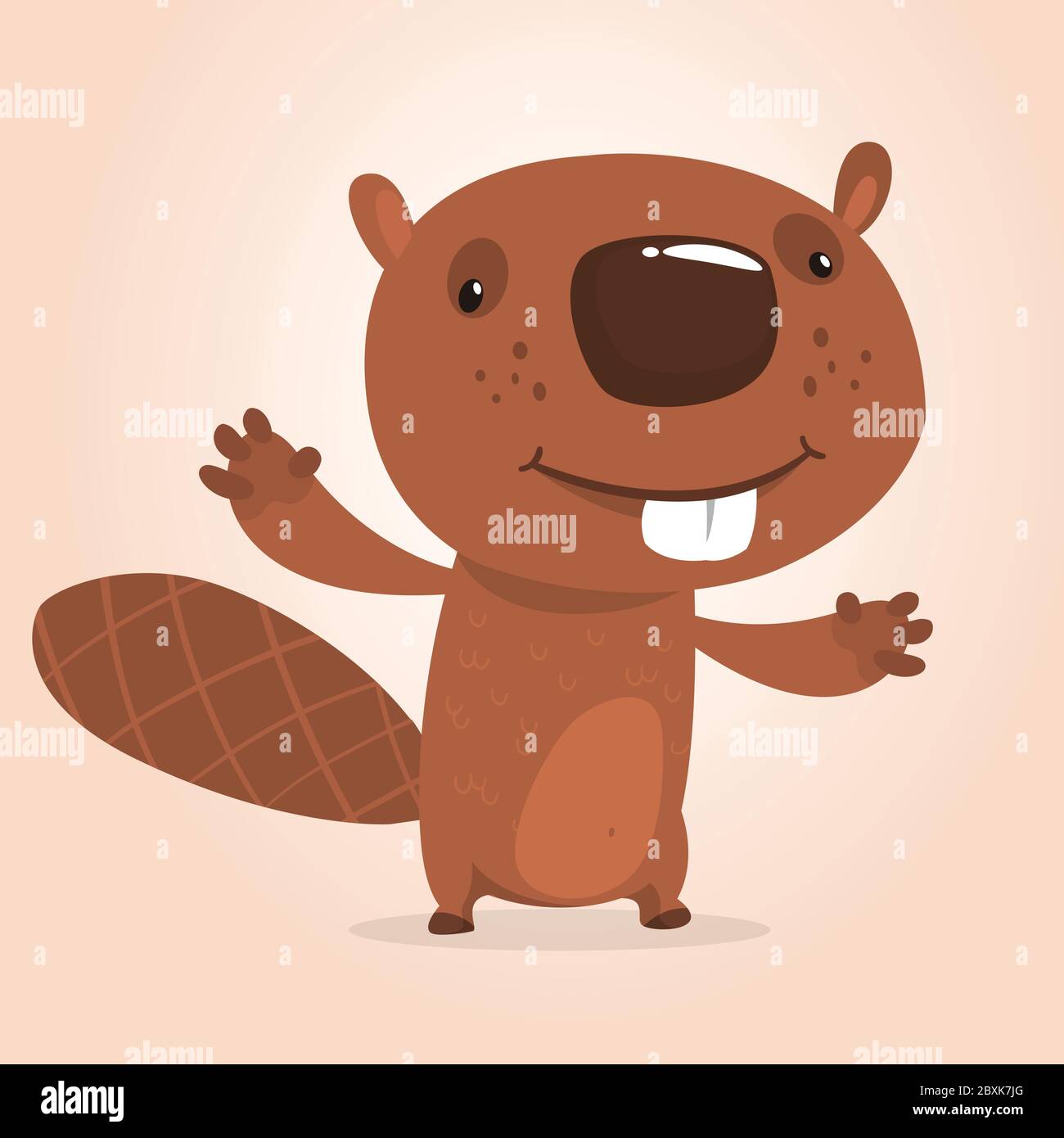 Cute cartoon beaver. Vector illustrated. Design for print, sticker ...