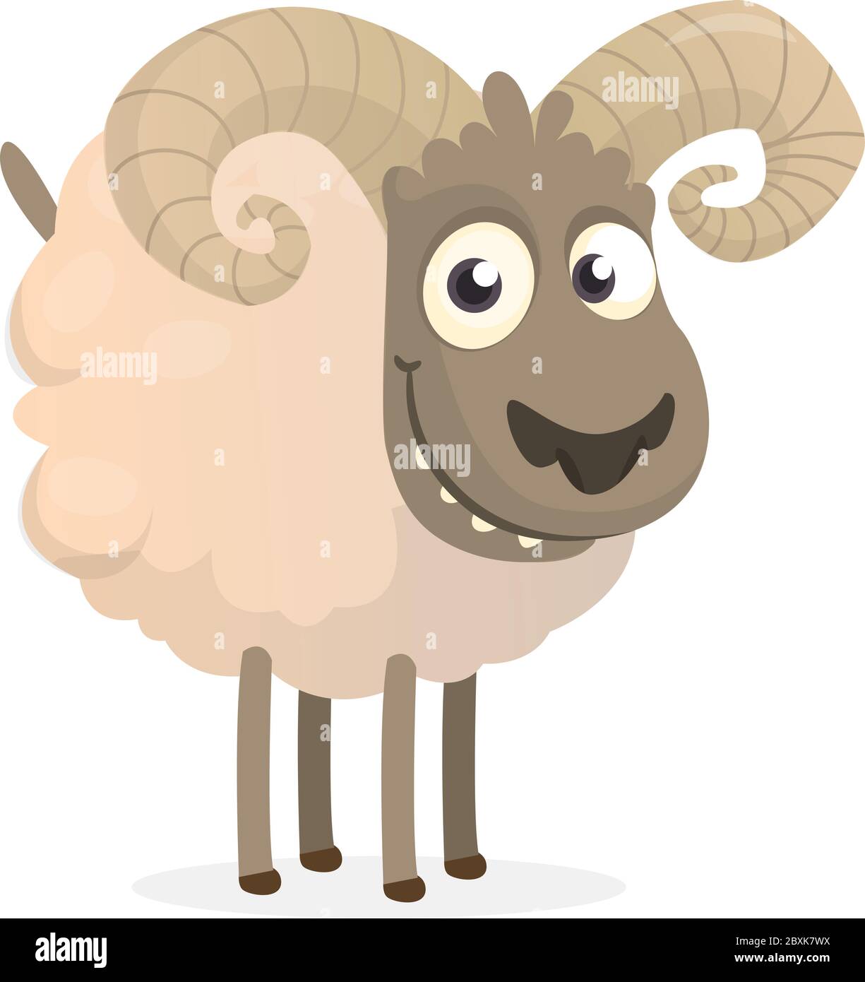 Funny cartoon sheep icon. Vector illustration of a fluffy sheep ...