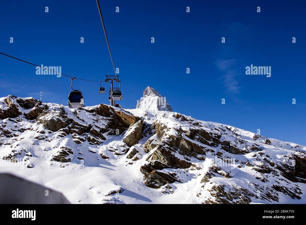 Matterhorn view from telecabin ride Stock Photo - Alamy