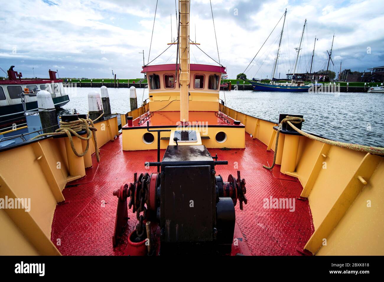 Fishing boat closeup in harbour Stock Photo - Alamy