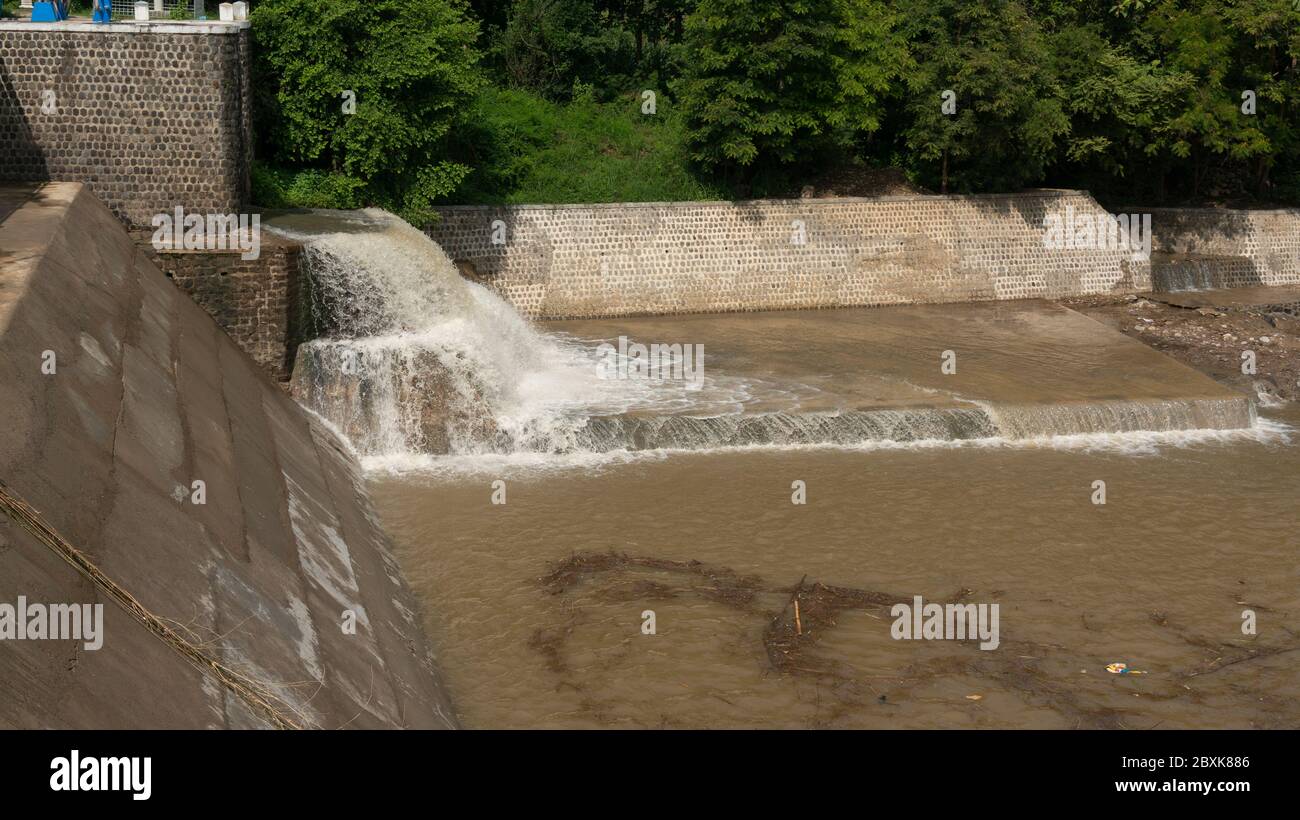 Dam divider river water flow. Modern irrigation methods so that ...